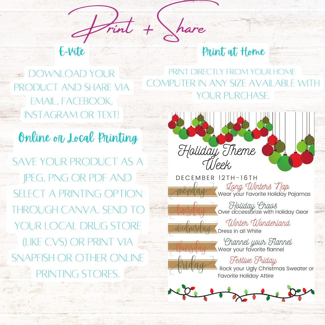 Holiday Theme Week, School/preschool Spirit Week, Office Winter ...