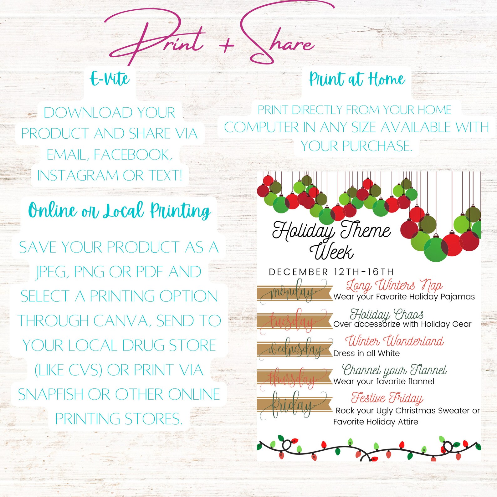 Holiday Theme Week, School/preschool Spirit Week, Office Winter ...