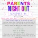 Parents Night Out Flyer, School/childcare Flyer, Church Fundraiser ...