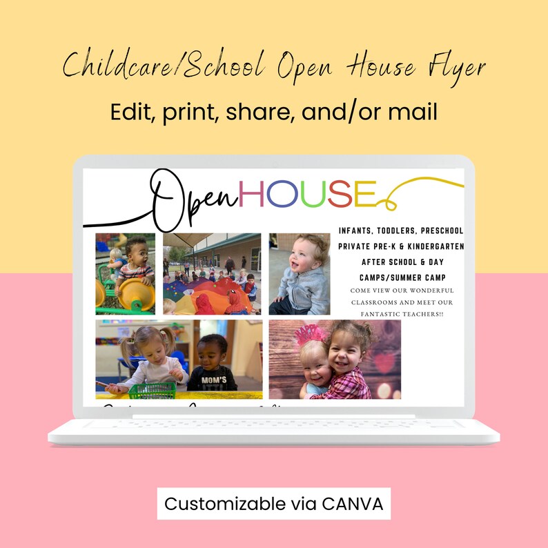Childcare Open House Flyer, Preschool Open House Mailer, Open House ...