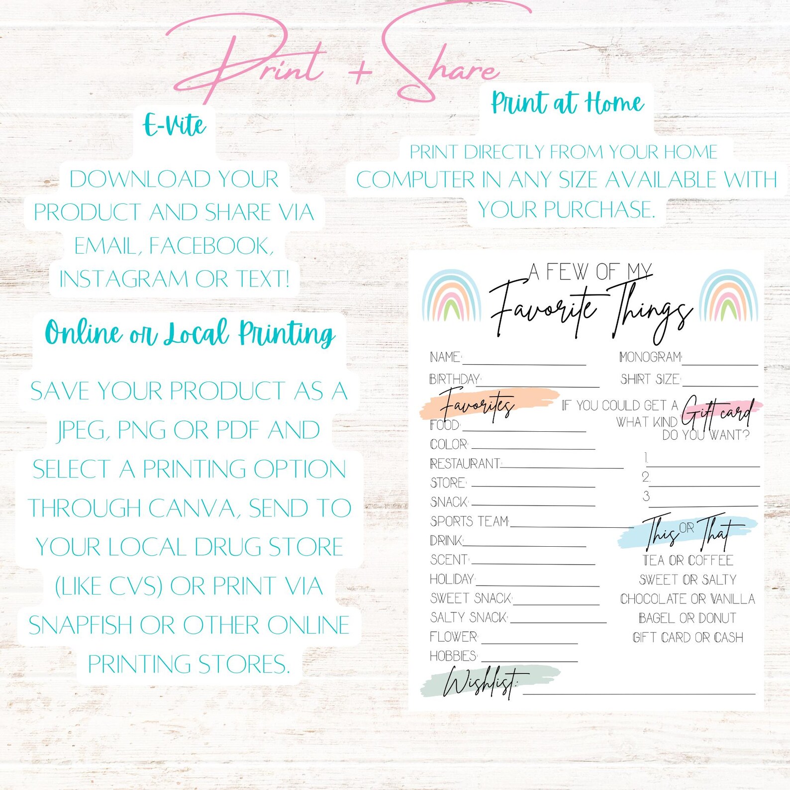 Editable Favorite Things Questionnaire Template | Canva Customizable ...