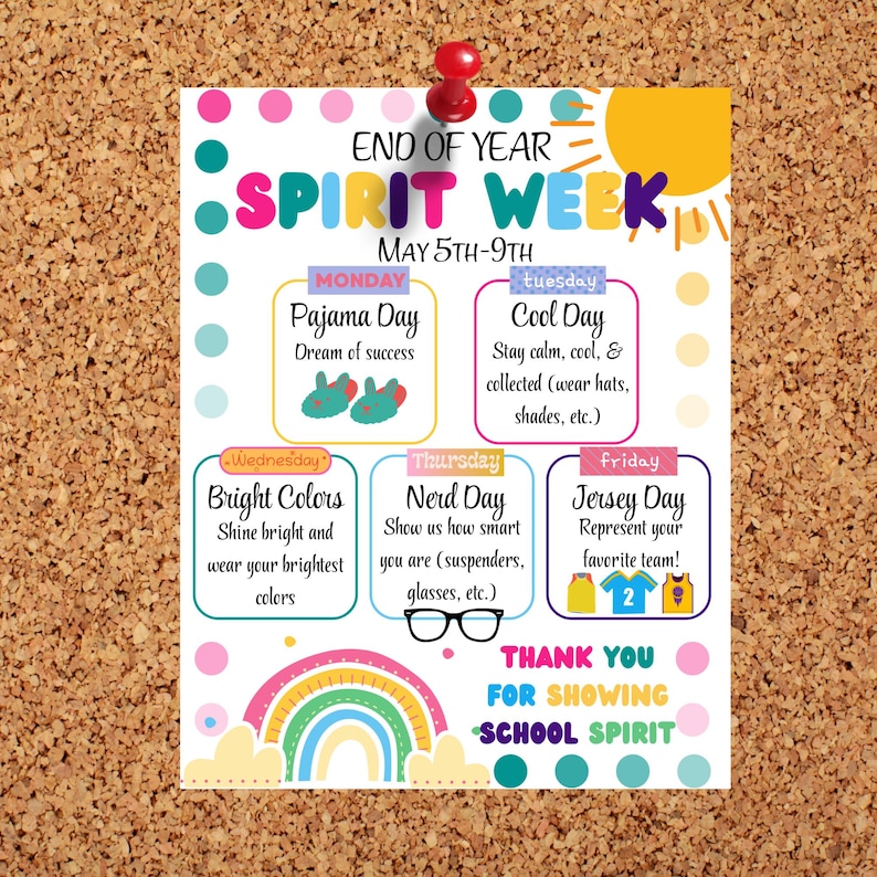 End‑of‑year Spirit Week Template | Editable Canva Download - Etsy