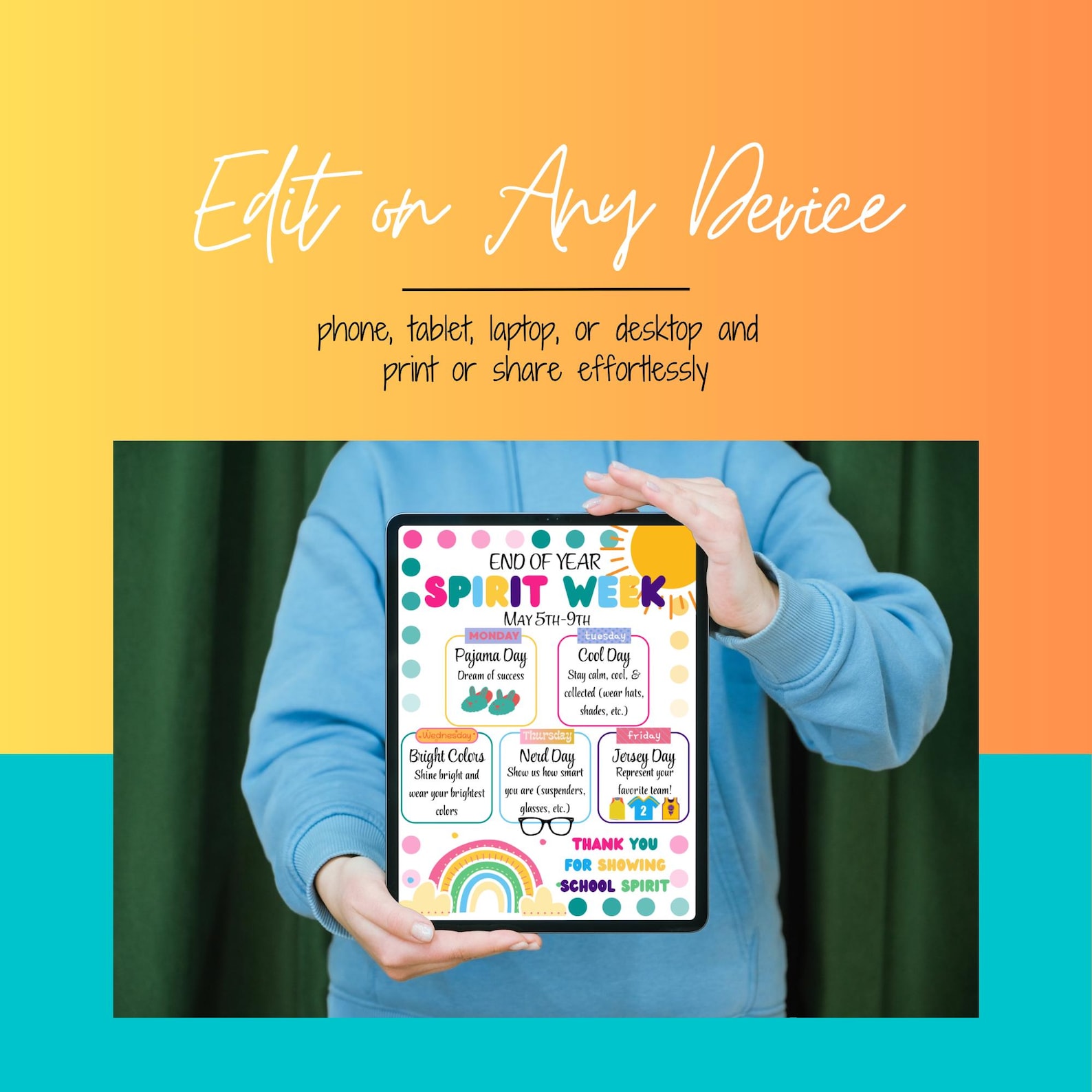 End‑of‑year Spirit Week Template | Editable Canva Download - Etsy