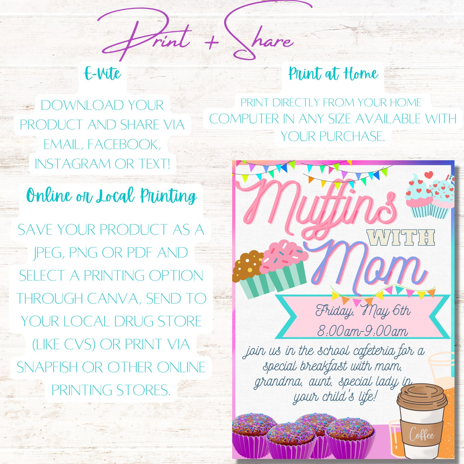 Muffins With Mom Template, Muffins With Mom Flyer, Muffins With Mom ...