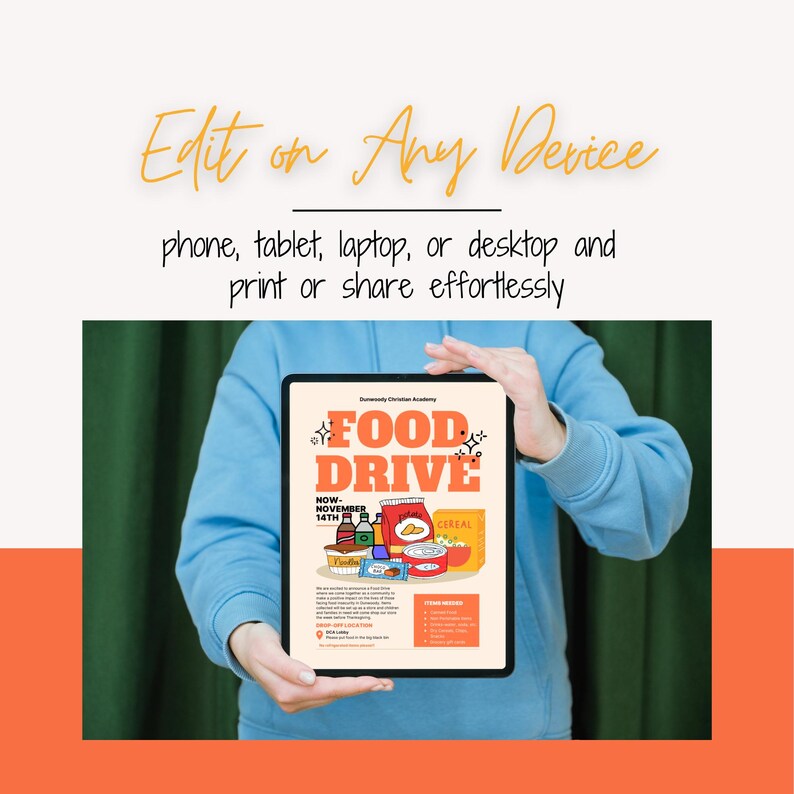Food Drive Flyer Templates | Editable Canva Food Pantry Drive ...