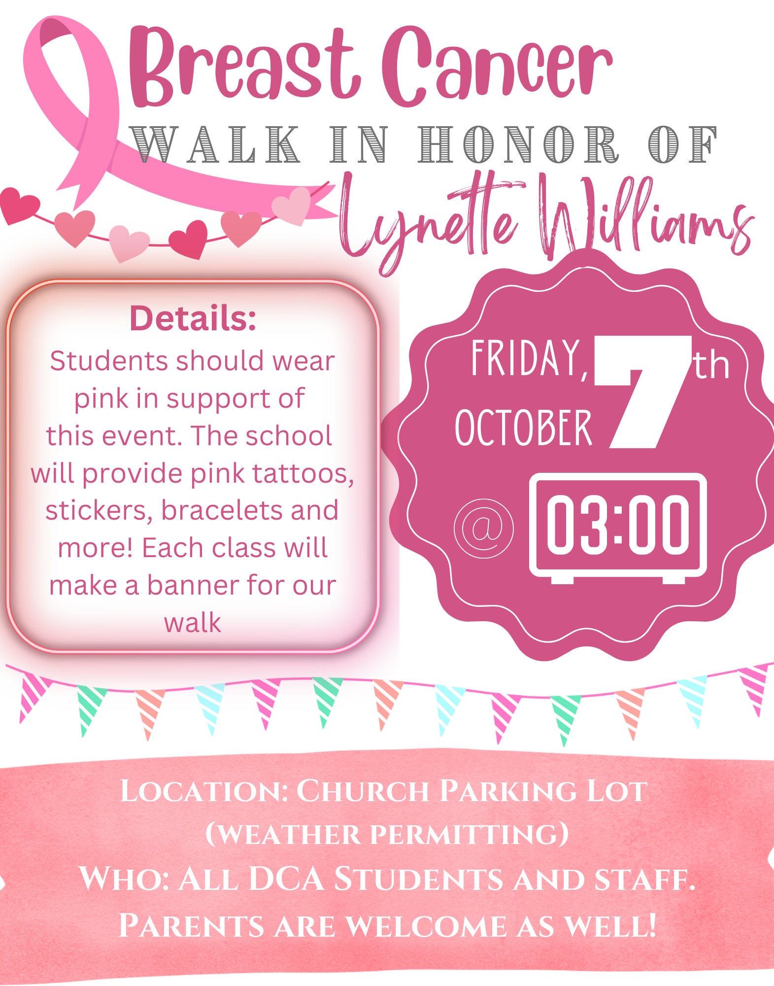 Breast Cancer Flyer, Breast Cancer Walk Flyer, Breast Cancer Awareness ...