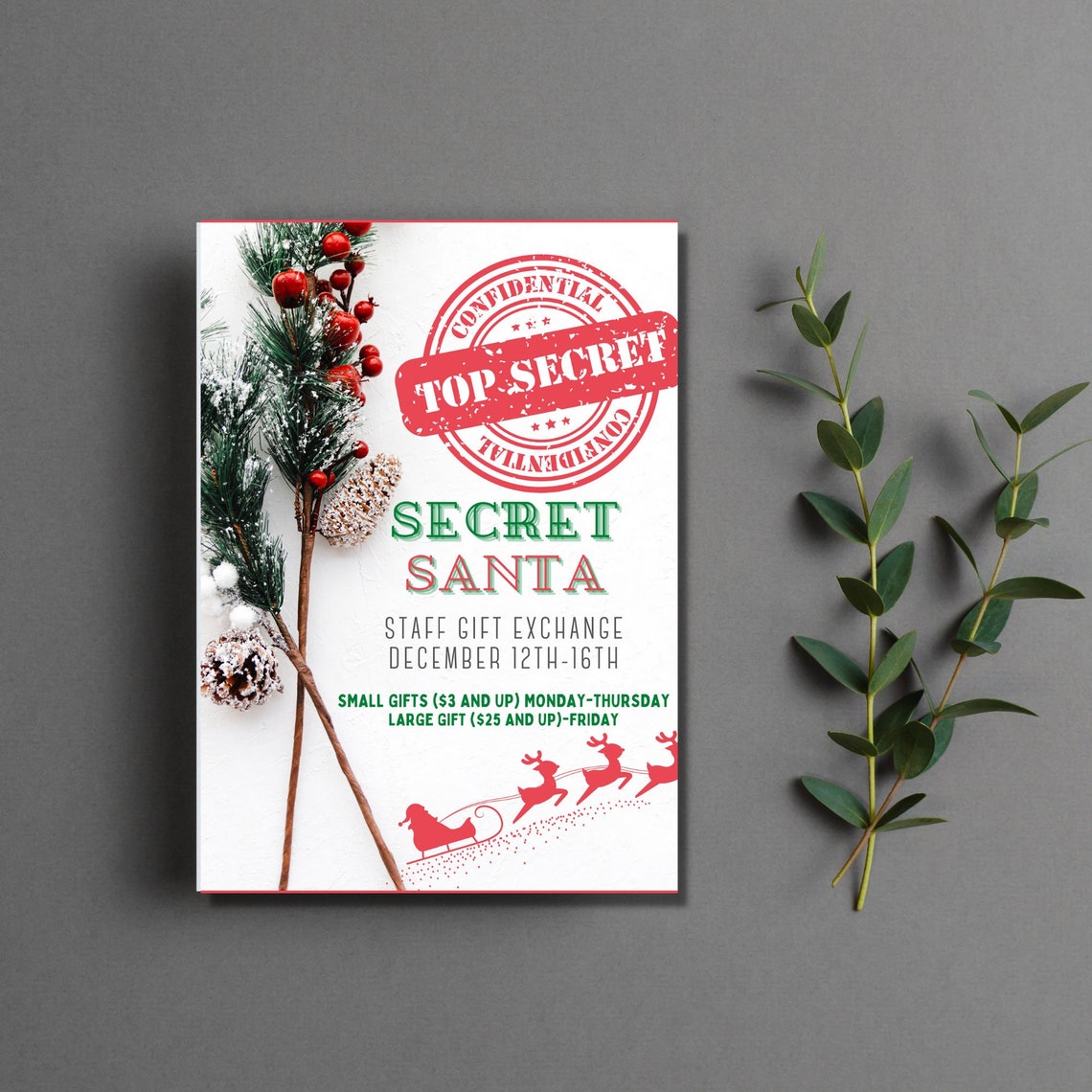Secret Santa Flyer, Secret Santa Instructions, Office Secret Santa ...