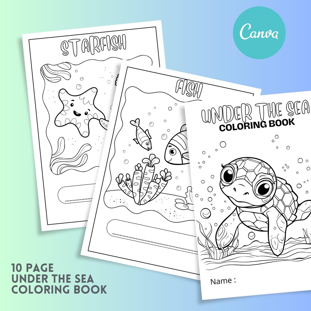 Under the Sea Fun! 10-page Kids Coloring Book | Instant Download ...