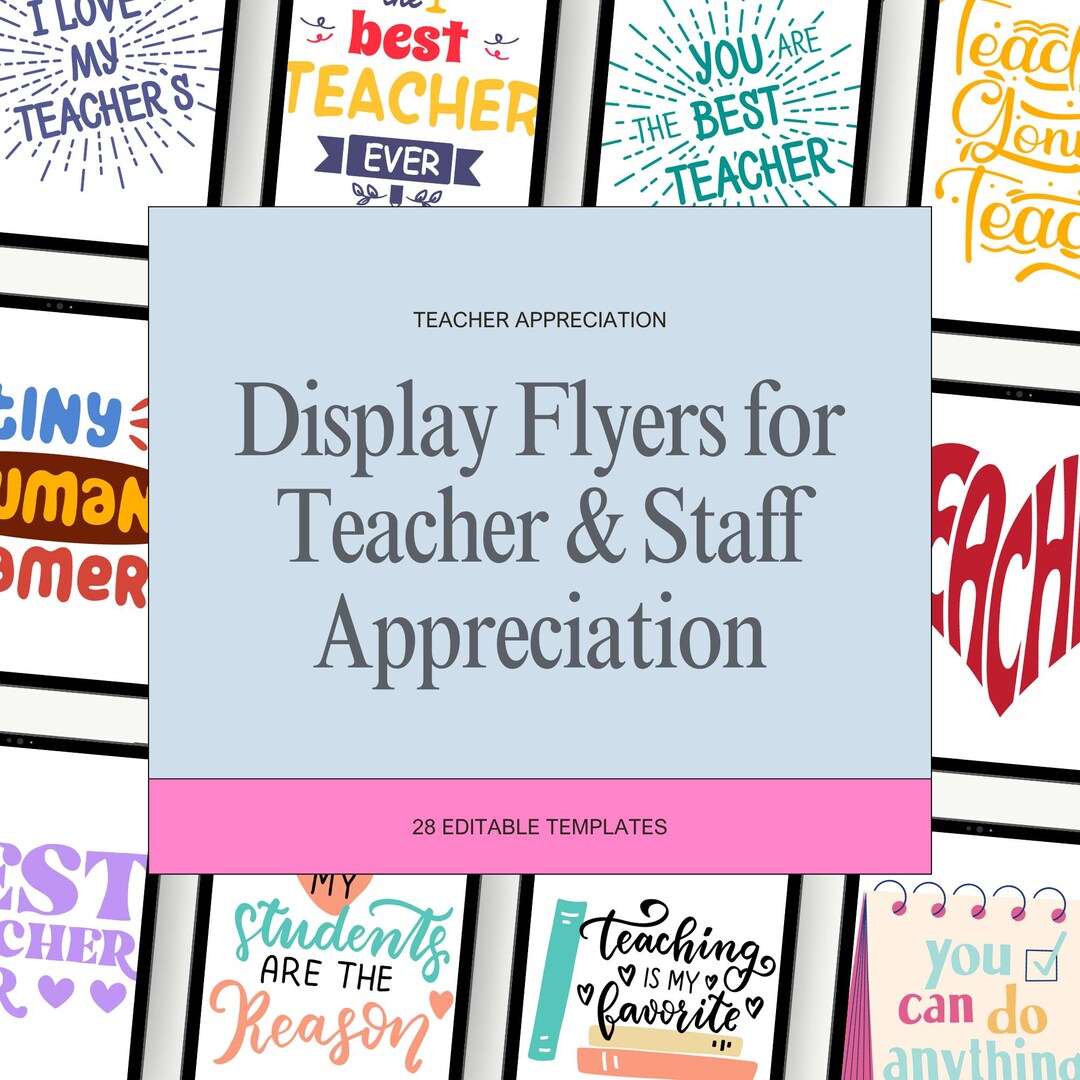 Editable Teacher Appreciation Signs | Motivational Wall Art Set | Canva ...