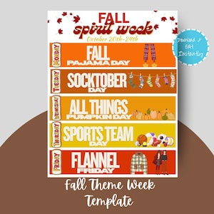 Editable Fall Theme Week Flyer | Canva Template (pro) | School Festival ...