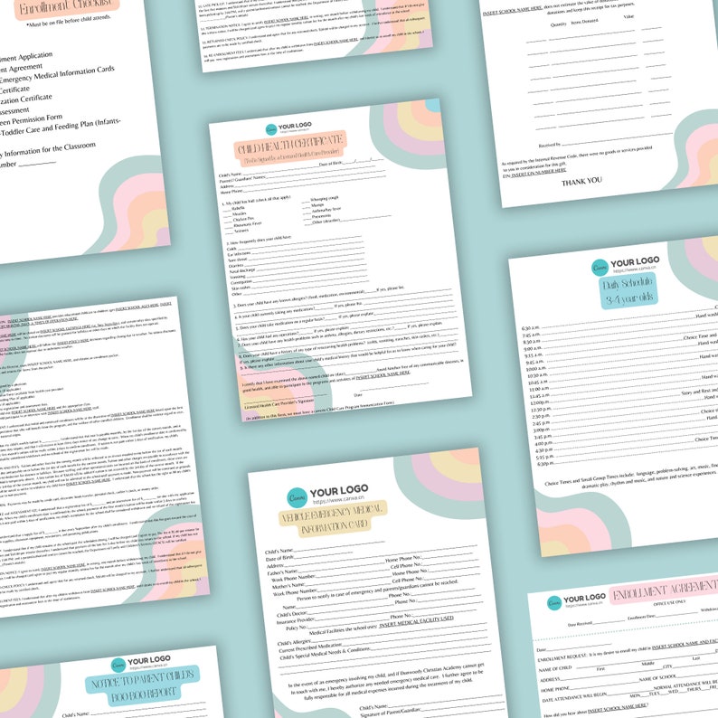 Daycare Enrollment Bundle Templates, Daycare Starter Kit, Daycare Forms ...