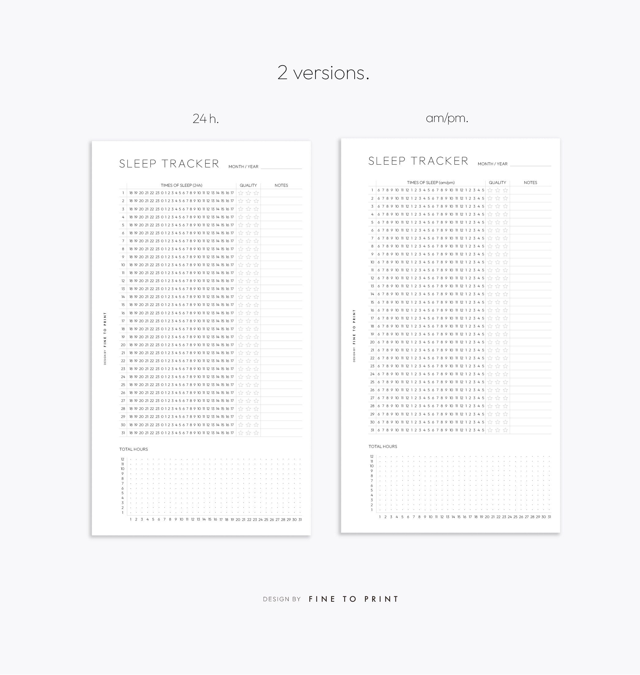 Sleep Tracker, Personal Size, Planner Inserts, Monthly Sleep Chart ...