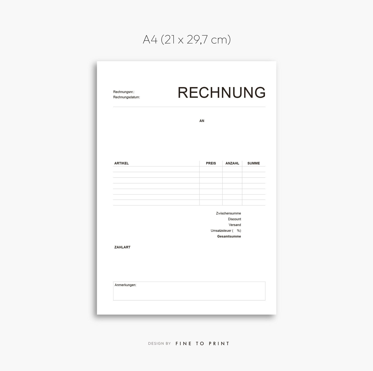 Rechnungsvorlage, Rechnung Vorlage, PDF zum Download, einfache Rechnung ...