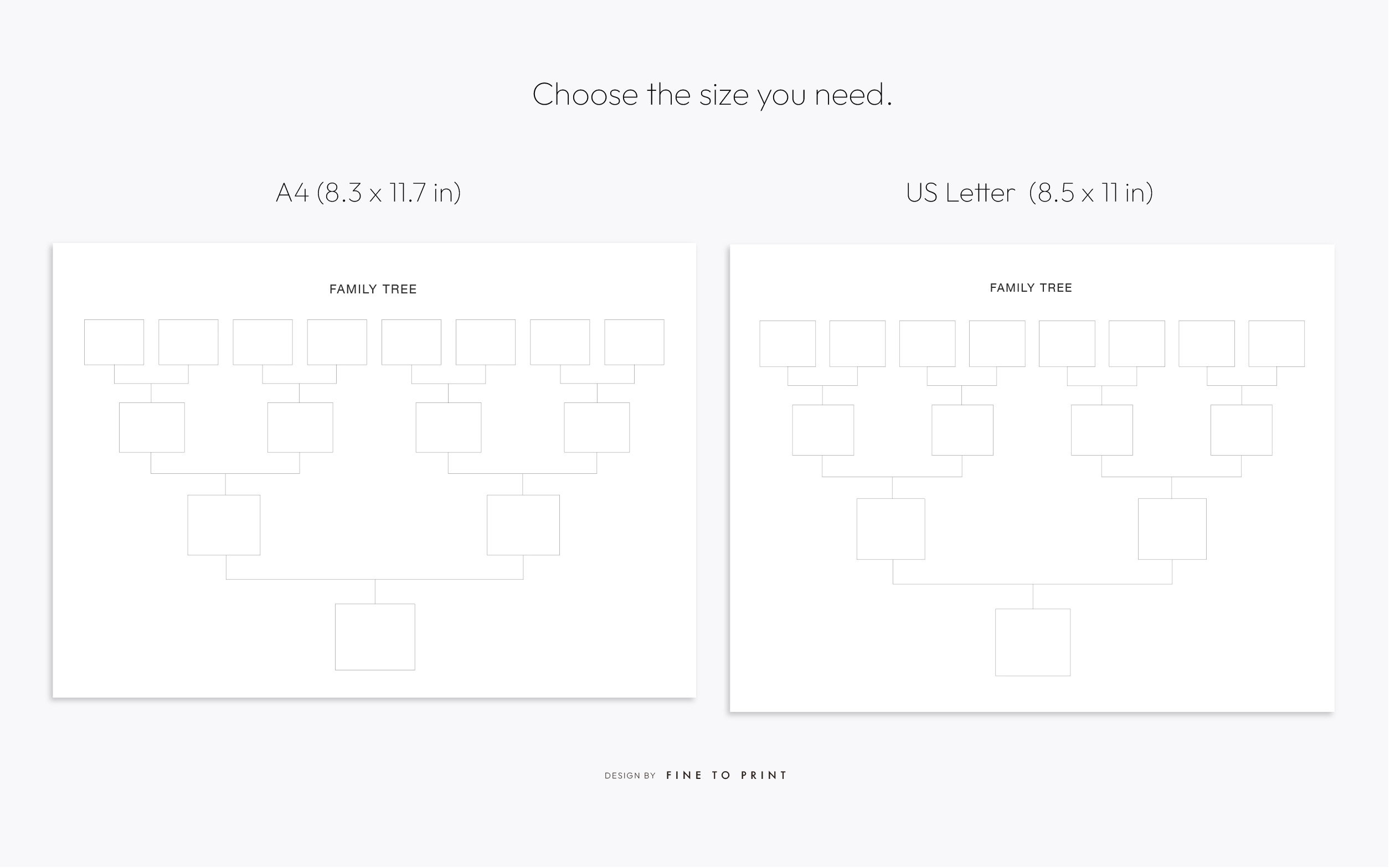 Family Tree Chart, 4 Generations, Download Pedigree Chart, Ancestral ...