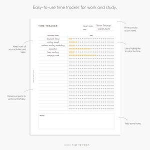 Time Tracker Printable, Time Log, Time Management, Activity Tracker ...