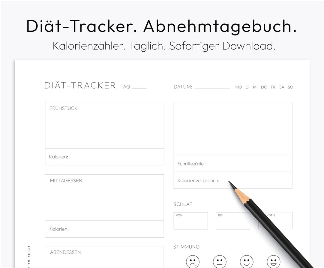 Daily Food Tracker, Printable, Diet Tracker, Food Journal, A4, A5 ...