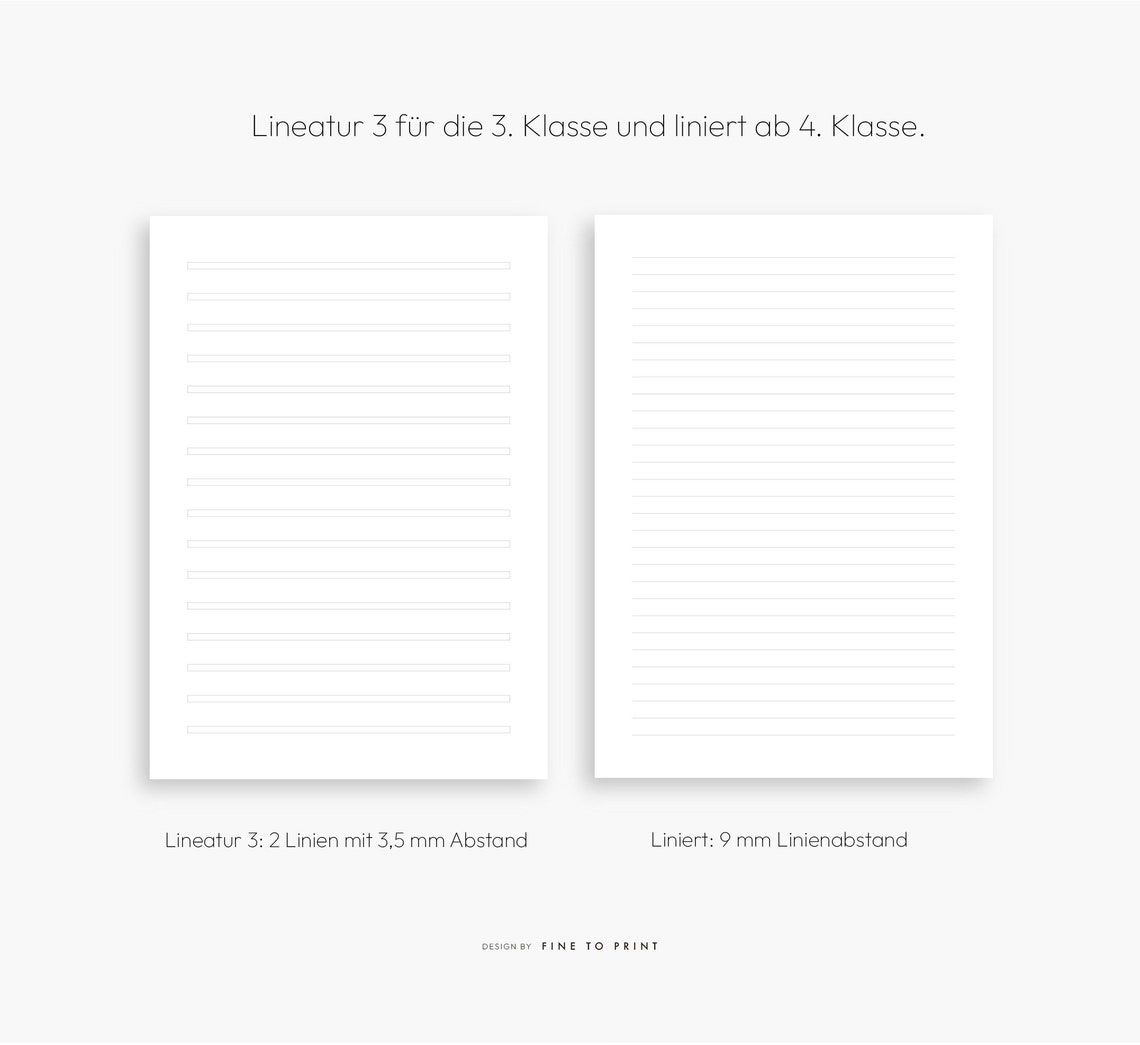 Liniertes Papier, Lineatur 1 2 3, Schule, 1. Klasse, 4. Klasse ...