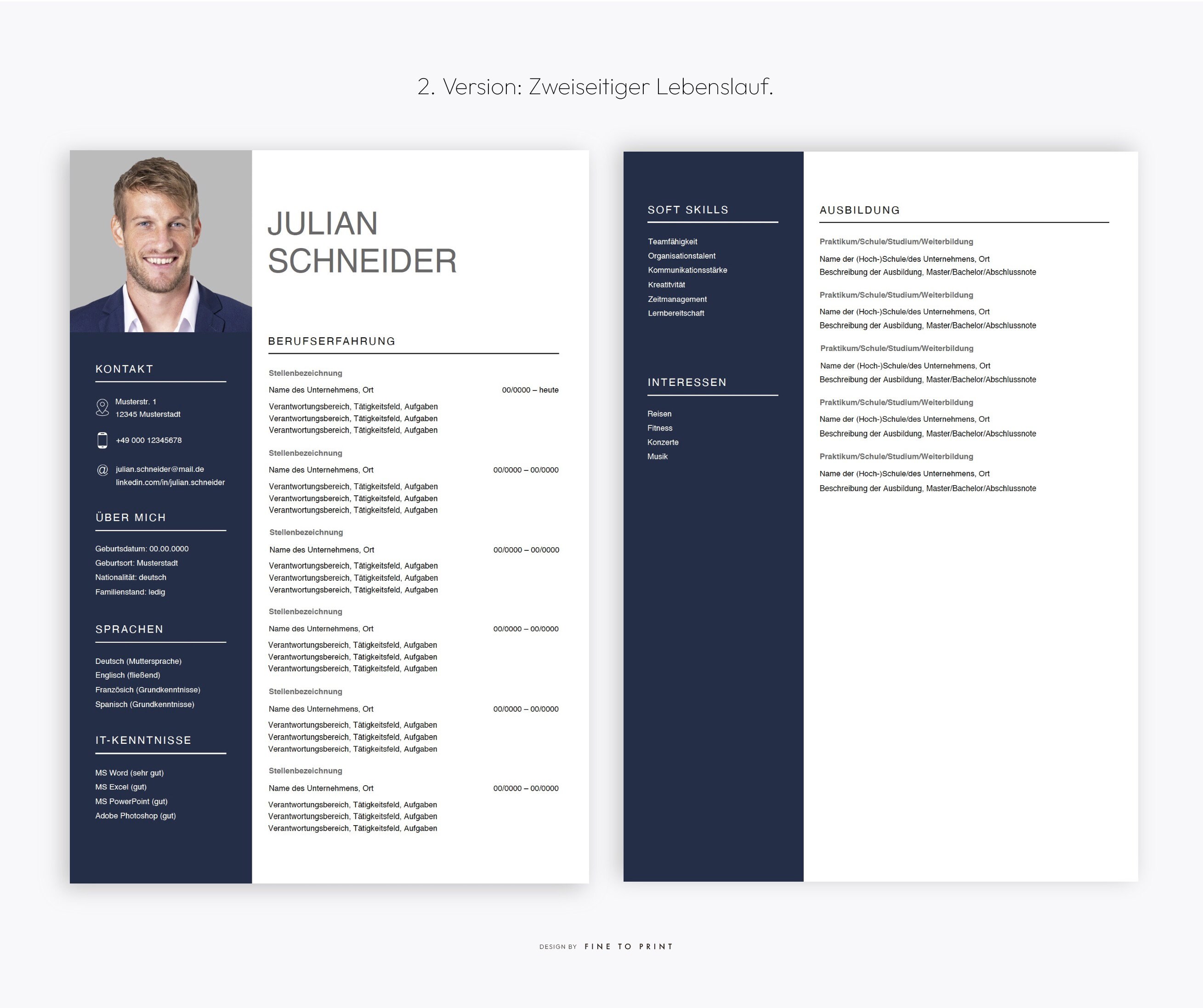 Resume Template, CV Template, Custom CV Form, Editable and Printable ...