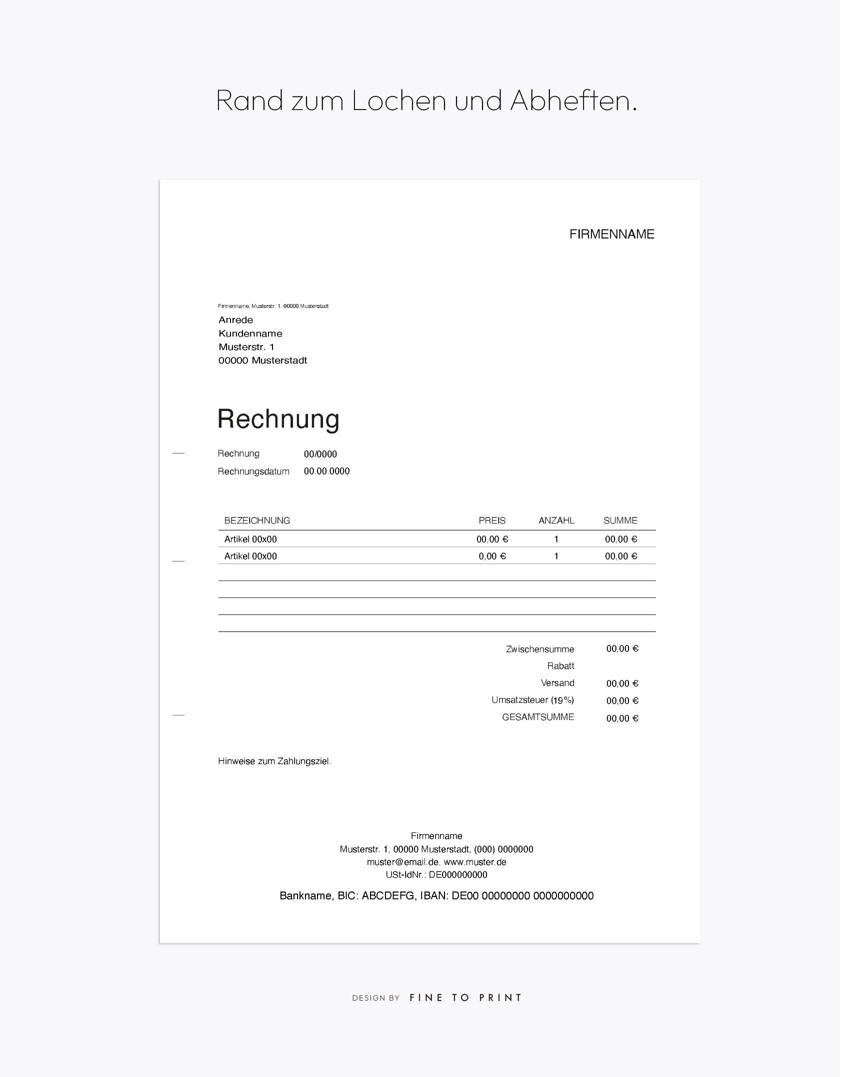 Rechnungsvorlage, Rechnung Vorlage, PDF zum Download, einfache Rechnung ...