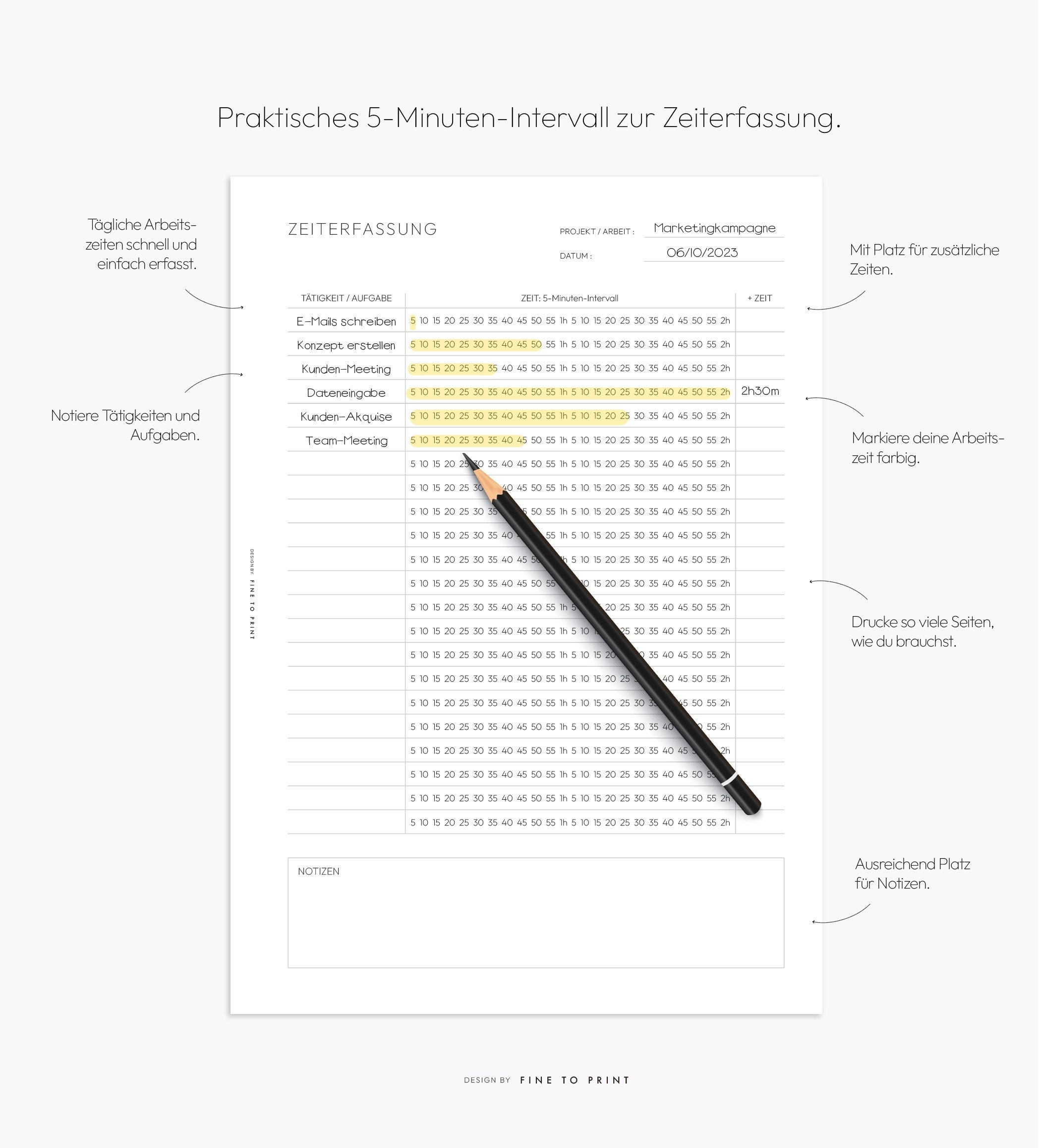 Time Tracker Printable, Time Log, 5 Minute Interval, Time Management ...