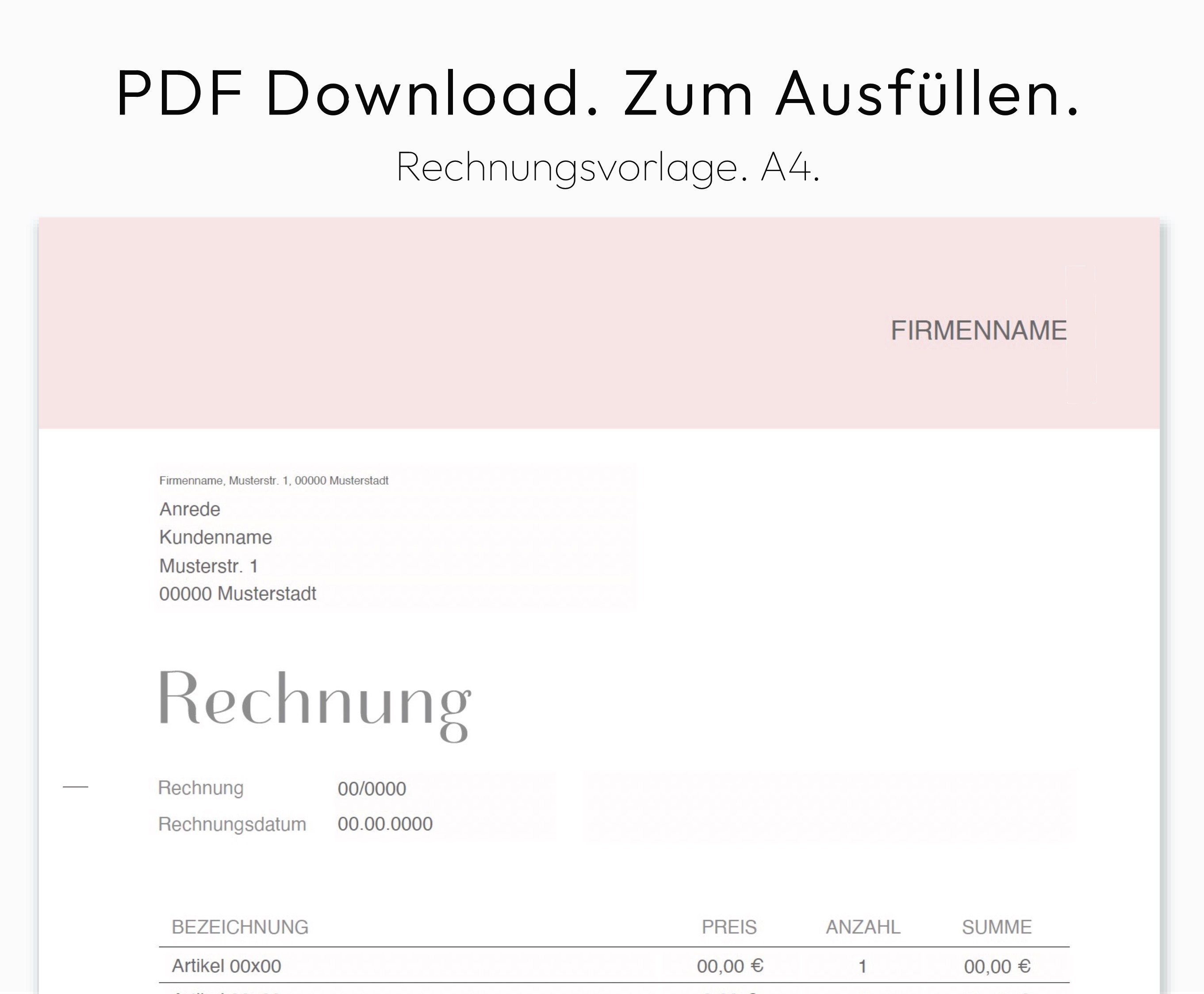 Rechnungsvorlage, Rechnung Vorlage, PDF zum Download, einfache Rechnung ...