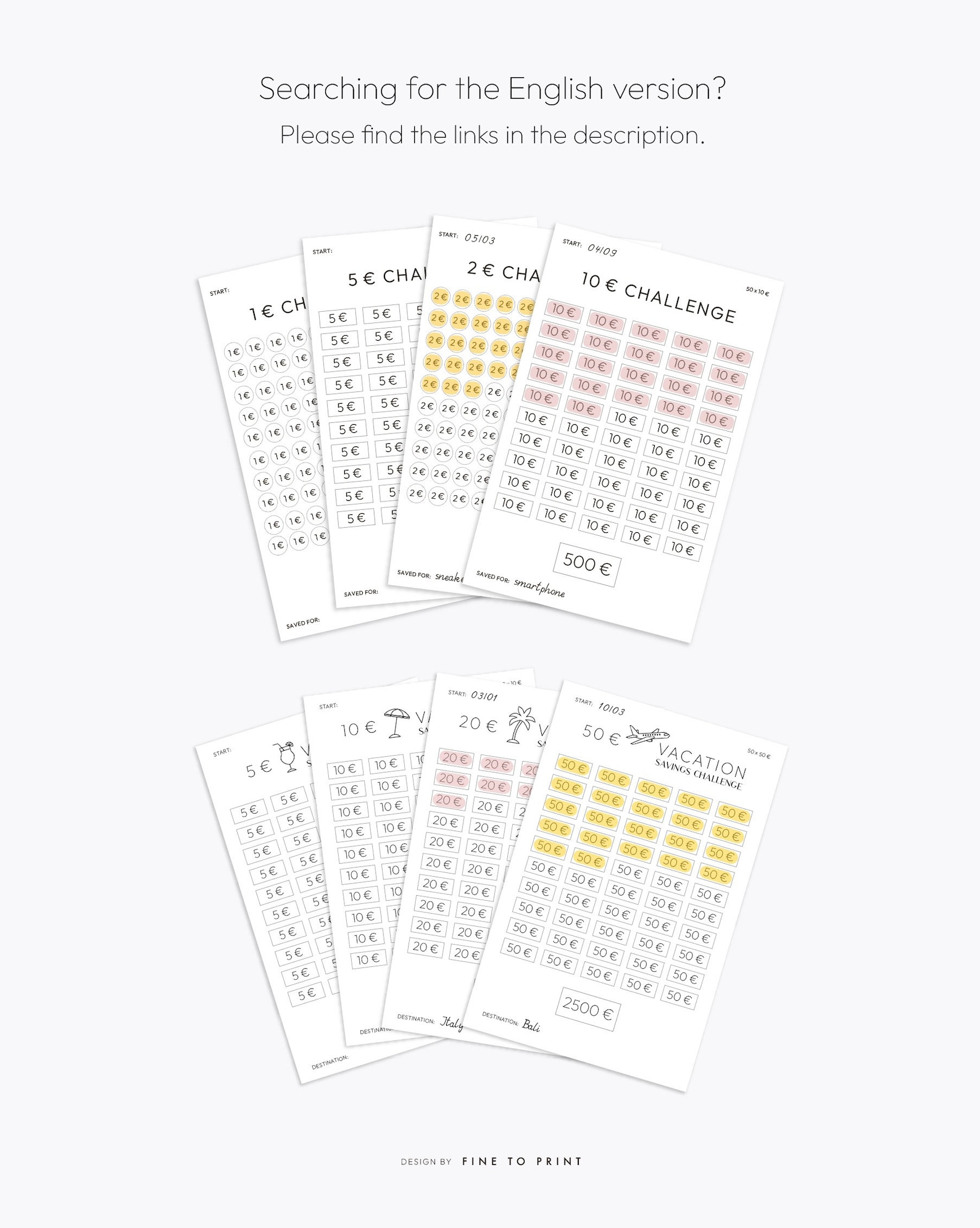 10 Euro Challenge Savings Challenge Cash Envelope Stuffing - Etsy