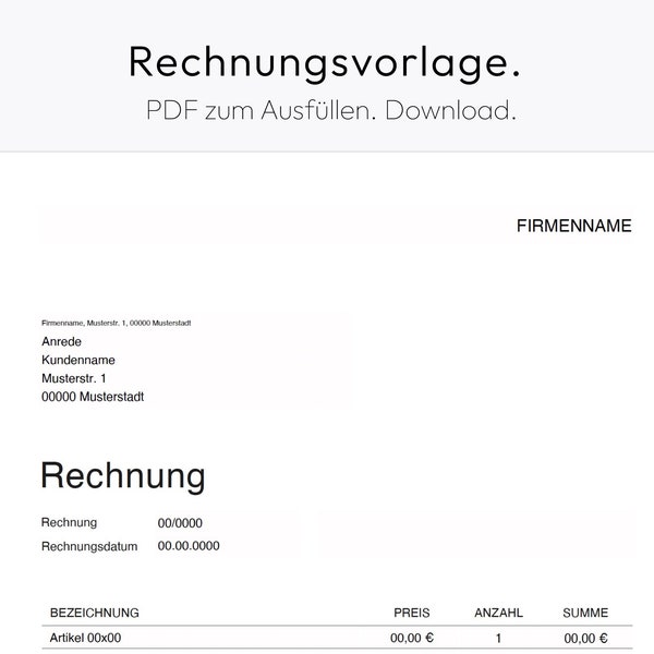 Invoice Template German - Etsy