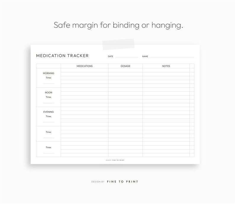 Medication Tracker, Chart, Regular Medication Intake, Downloadable PDF ...