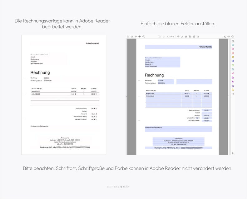 Rechnungsvorlage, Rechnung Vorlage, PDF zum Download, einfache Rechnung ...