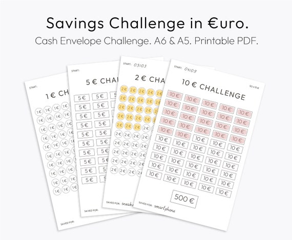 Euro Challenge Savings Challenge Cash Envelope Stuffing - Etsy