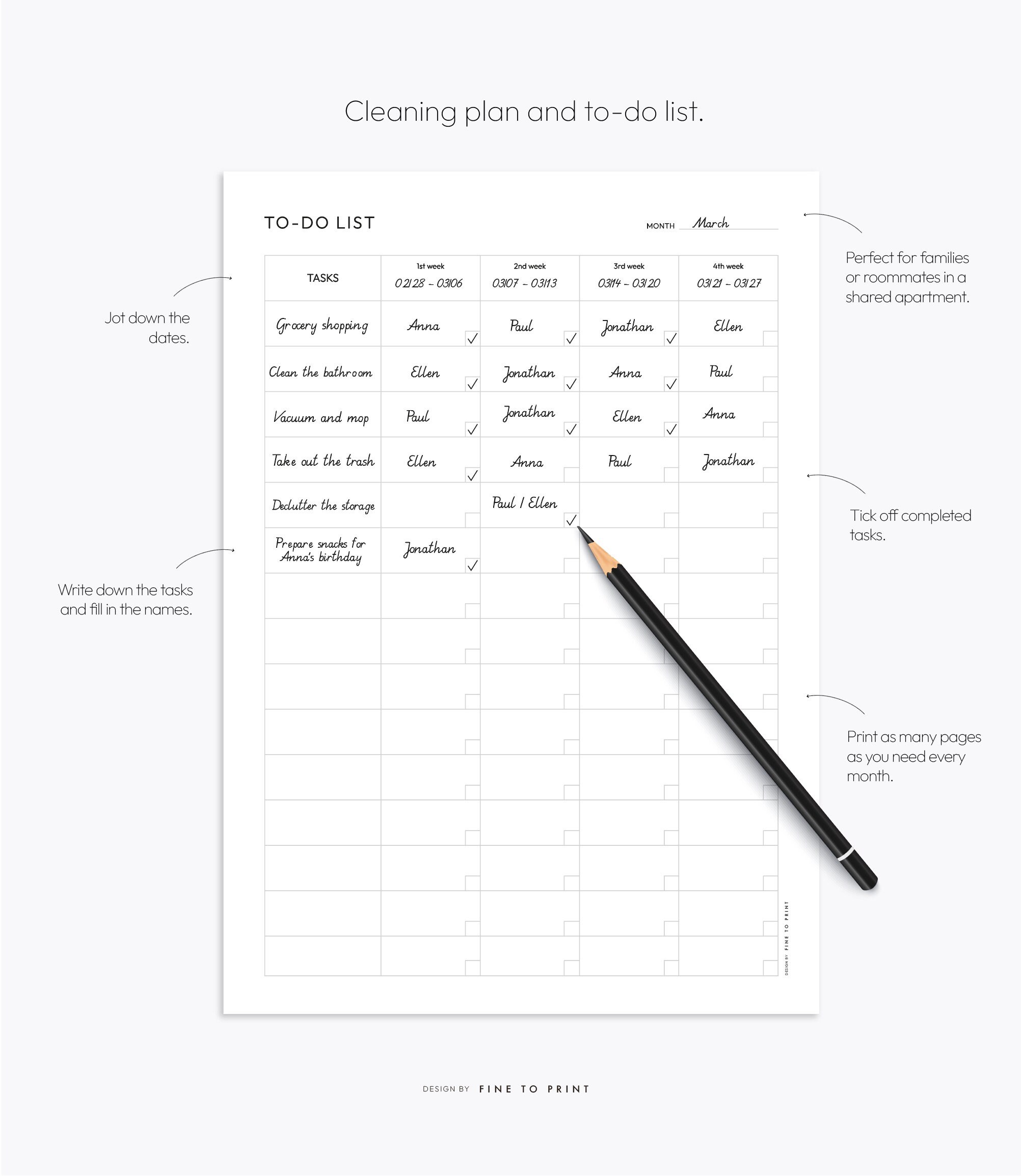 House Chore Plan, Monthly Cleaning Schedule, Shared Home, Families, To ...