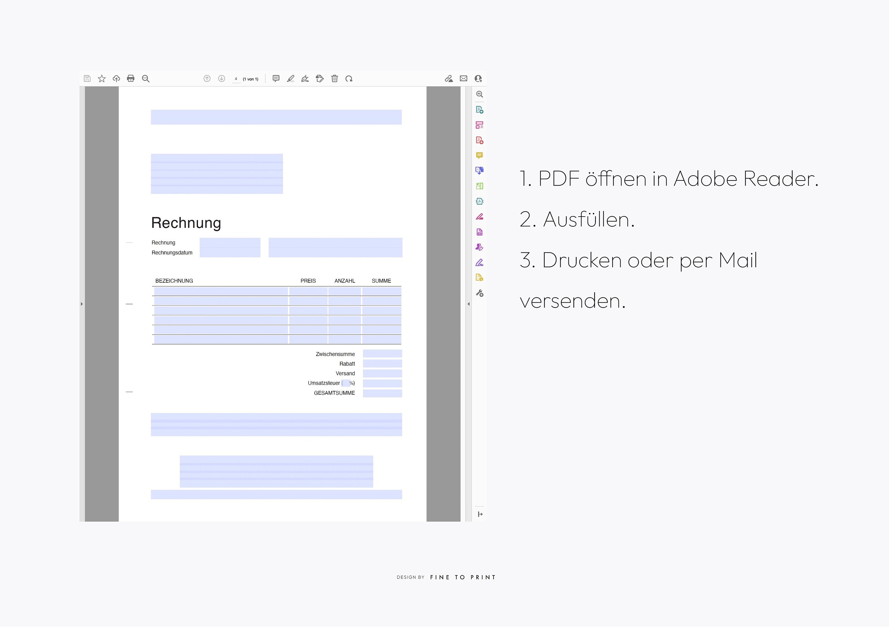 Rechnungsvorlage, Rechnung Vorlage, PDF zum Download, einfache Rechnung ...