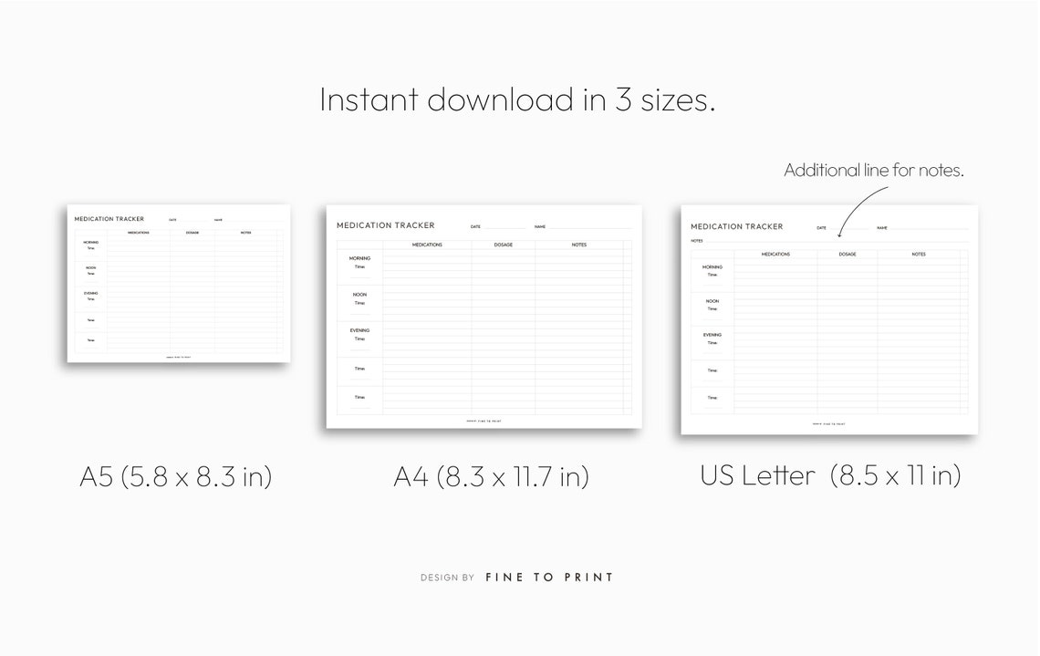 Medication Tracker, Chart, Regular Medication Intake, Downloadable PDF ...