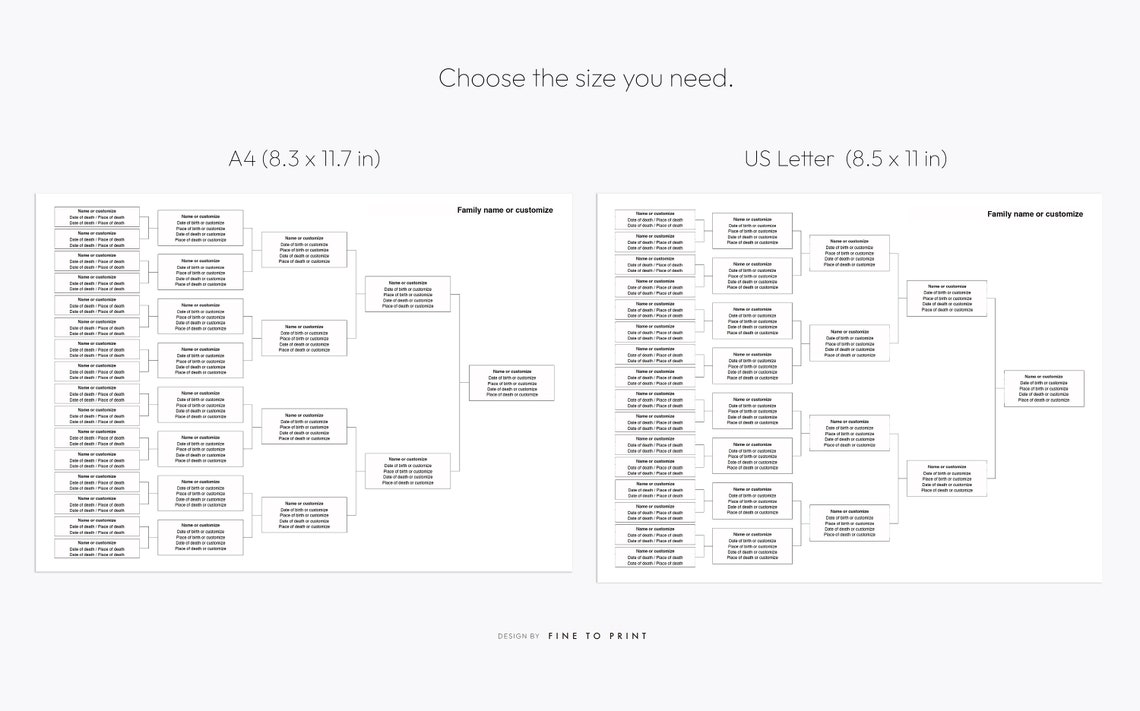 Editable Family Tree Chart, 5 Generations, Download Pedigree Chart ...