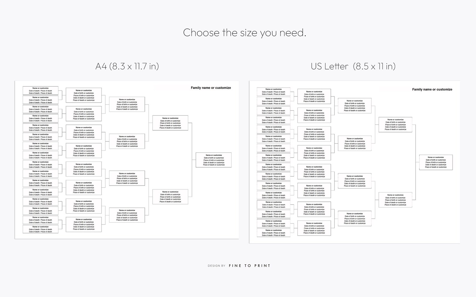 Editable Family Tree Chart, 5 Generations, Download Pedigree Chart ...