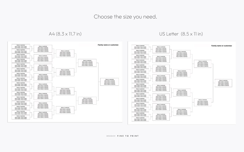 Editable Family Tree Chart, 5 Generations, Download Pedigree Chart ...