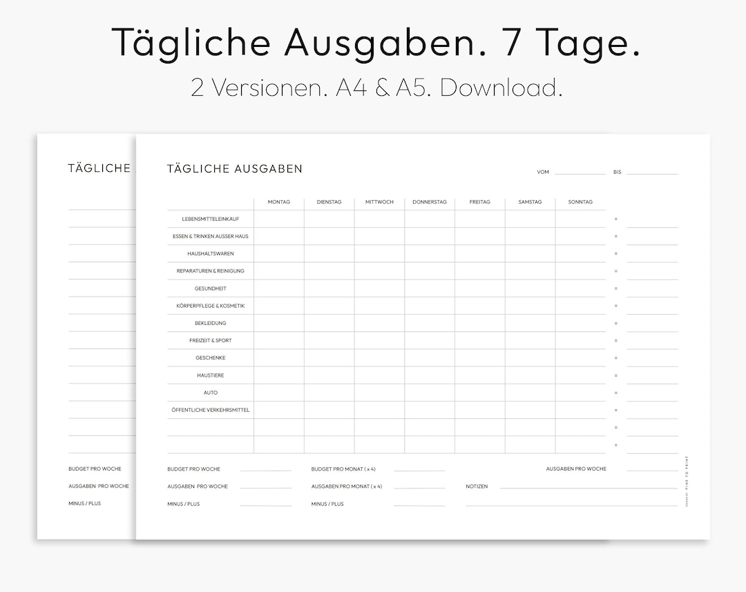 Finanzplaner Vorlage, Tägliche Ausgaben, Budgetplaner, Einnahmen ...