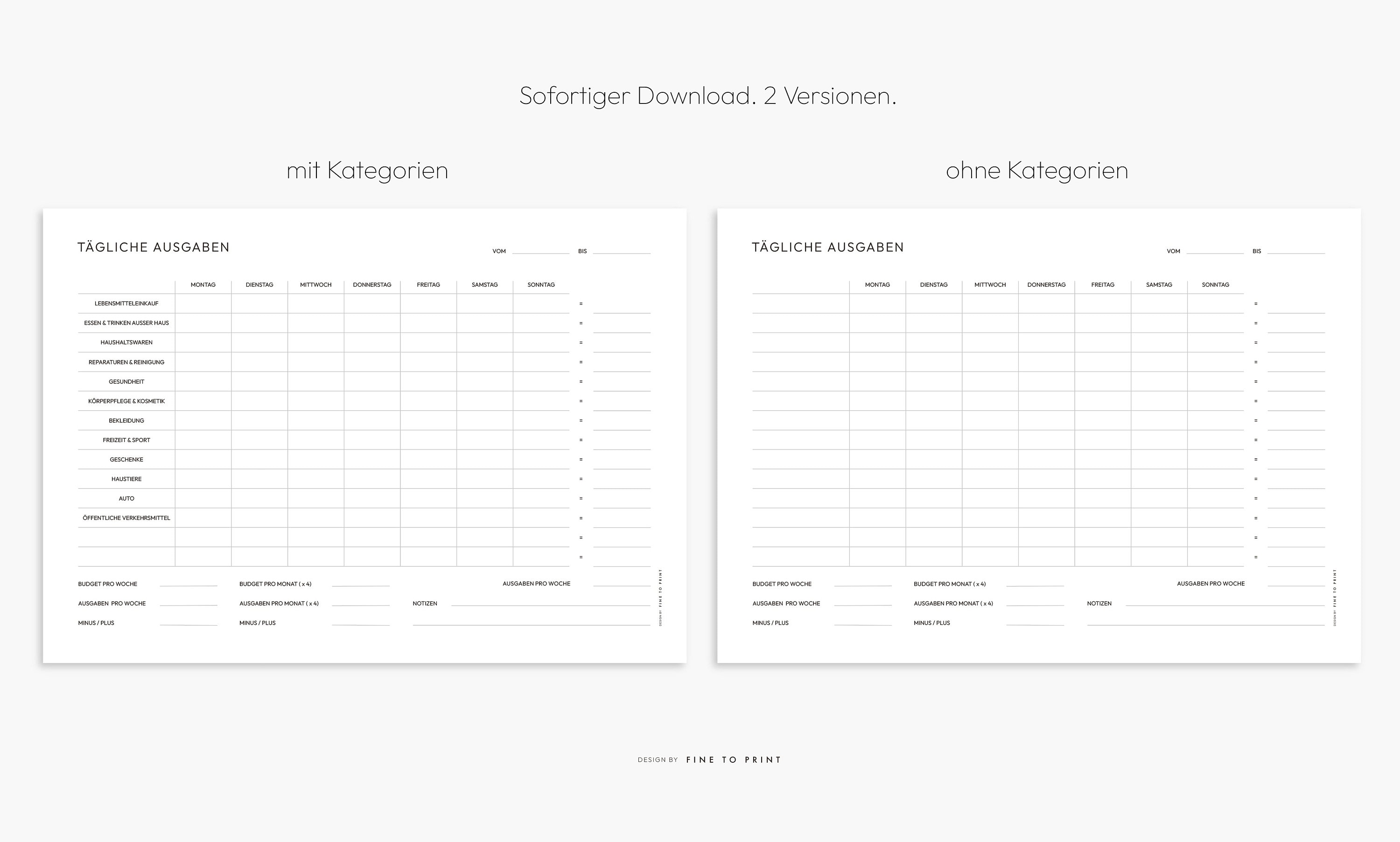 Finanzplaner Vorlage, Tägliche Ausgaben, Budgetplaner, Einnahmen ...