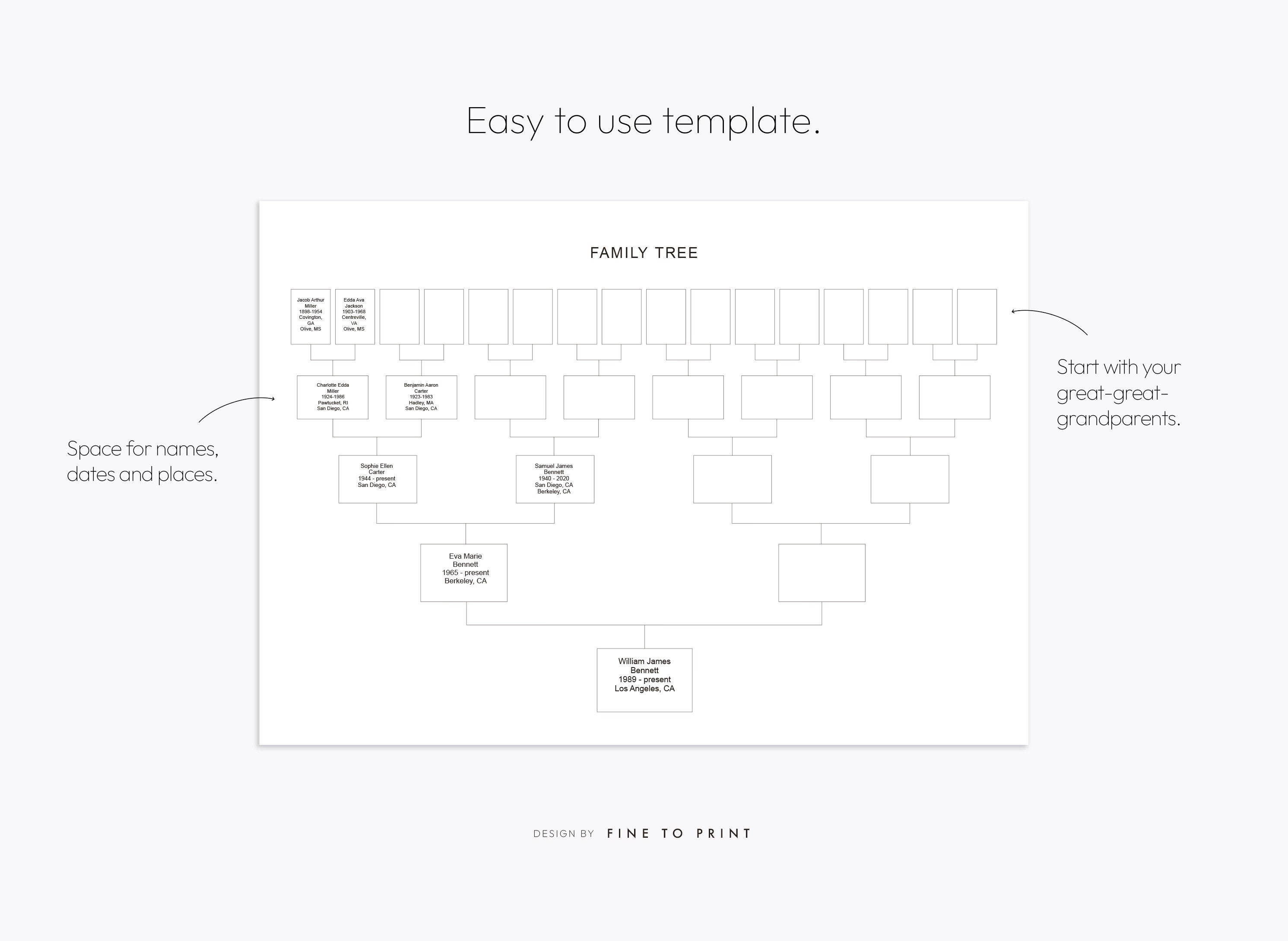 Family Tree Chart, Download Pedigree Chart, Ancestral Chart, Family ...