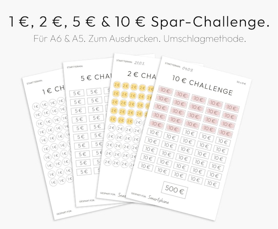 10 Euro Challenge Savings Challenge Cash Envelope Stuffing | Etsy