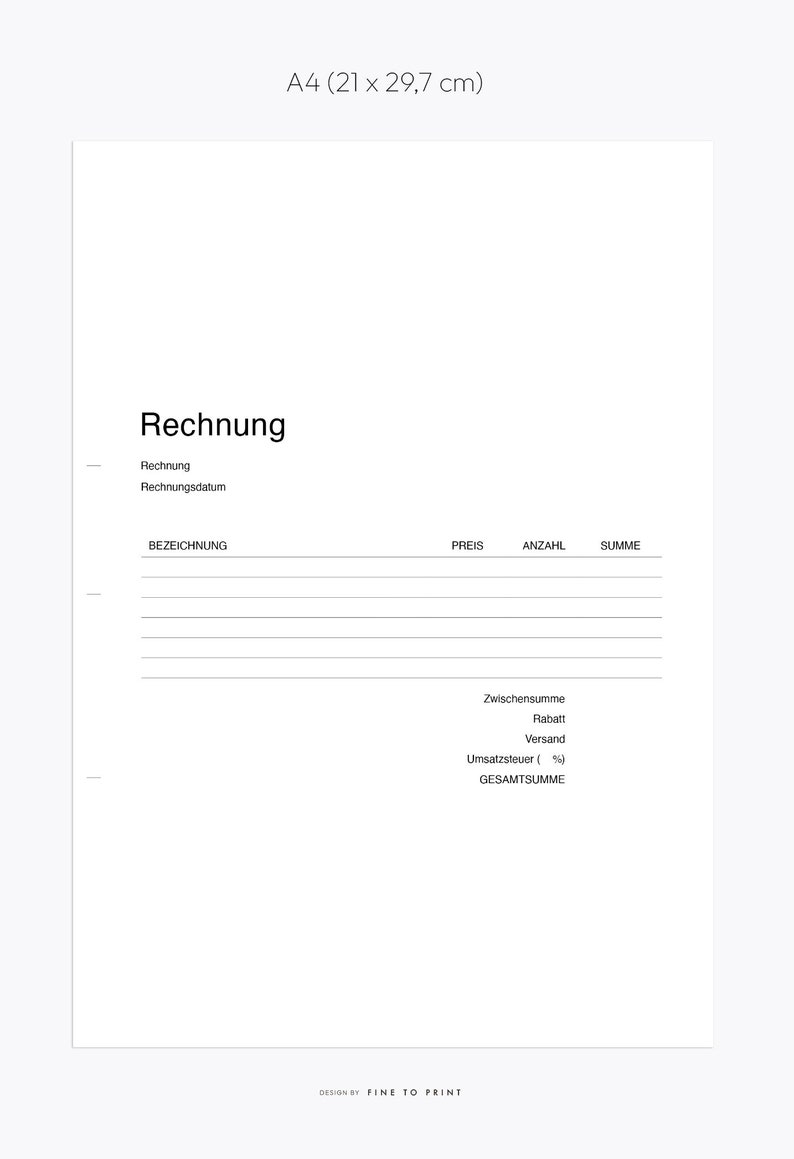 Rechnungsvorlage, Rechnung Vorlage, PDF zum Download, einfache Rechnung ...