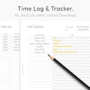 Time Tracker Printable, Time Log, Time Management, Activity Tracker ...
