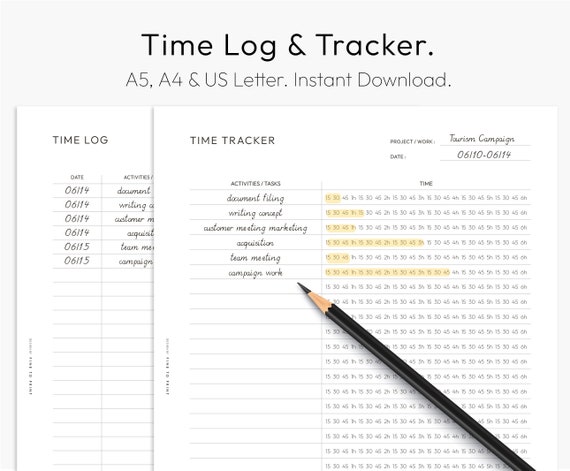 Time Tracker Printable Time Log Time Management Activity - Etsy