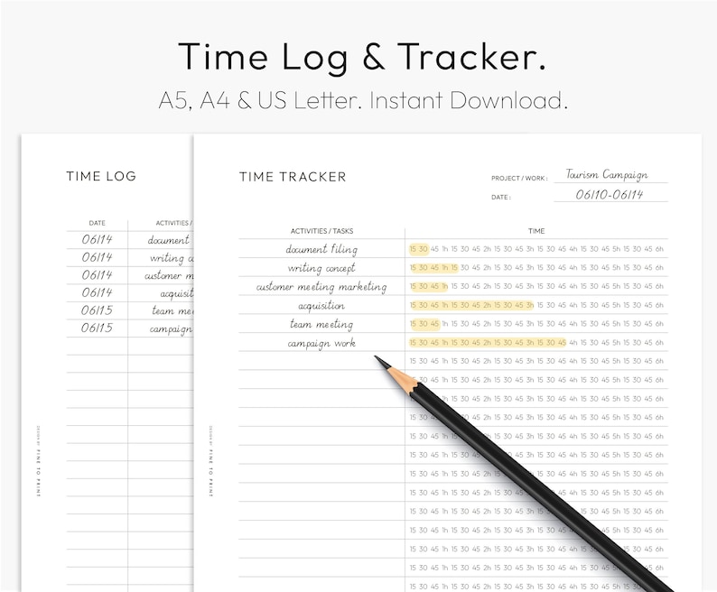 Time Tracker Printable, Time Log, Time Management, Activity Tracker ...