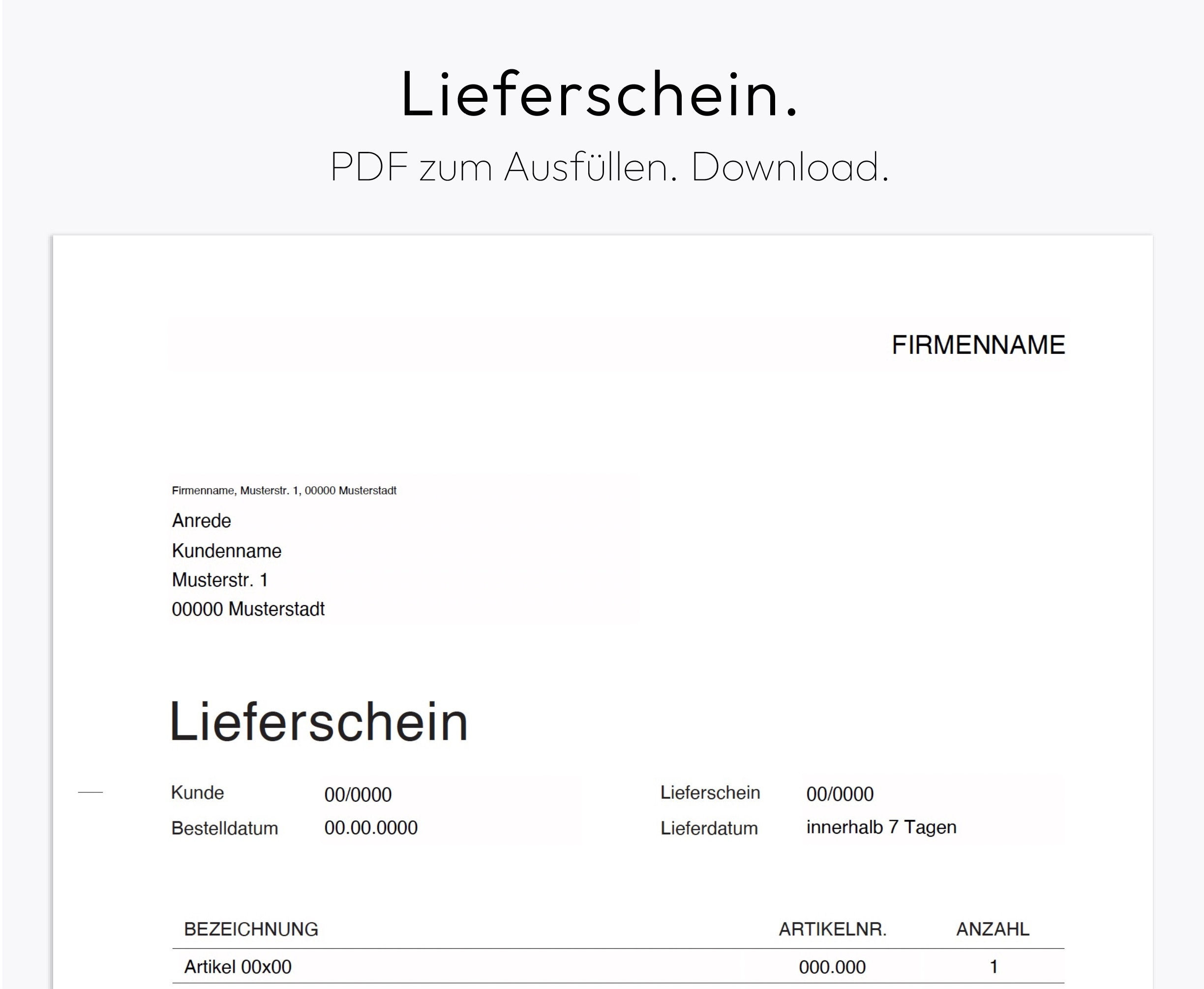 Lieferschein, Vorlage, einfacher Lieferschein, PDF zum Download, zum ...