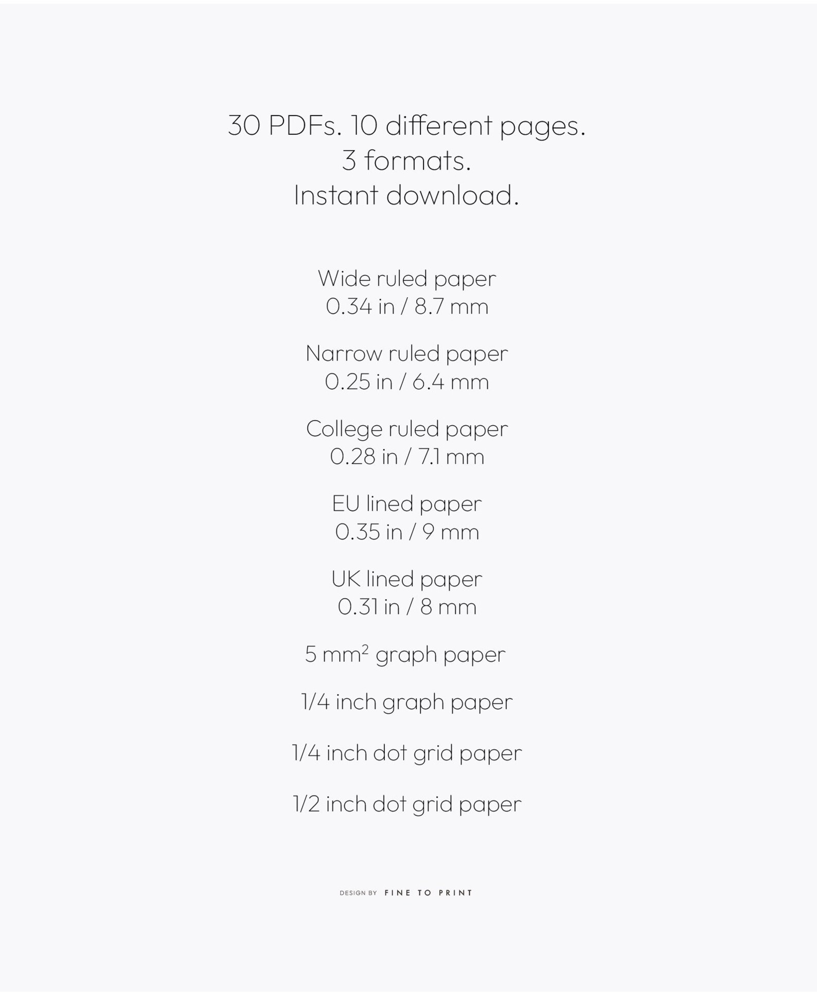 Printable Lined Paper, Graph Paper, Grid Paper, Dot Paper, Instant ...