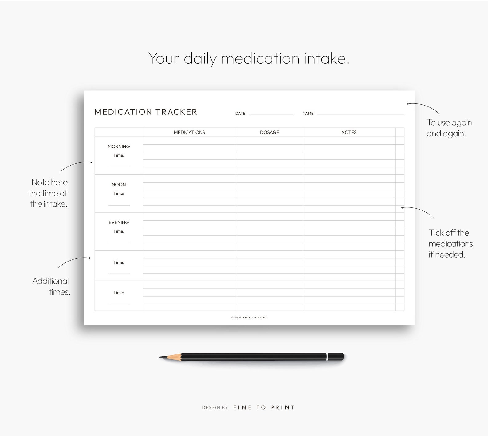 Medication Tracker, Chart, Regular Medication Intake, Downloadable PDF ...