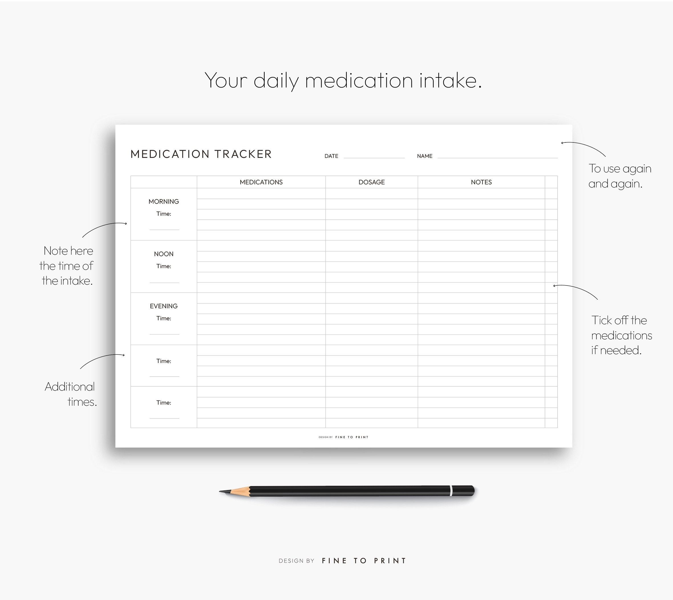 Medication Tracker, Chart, Regular Medication Intake, Downloadable PDF ...