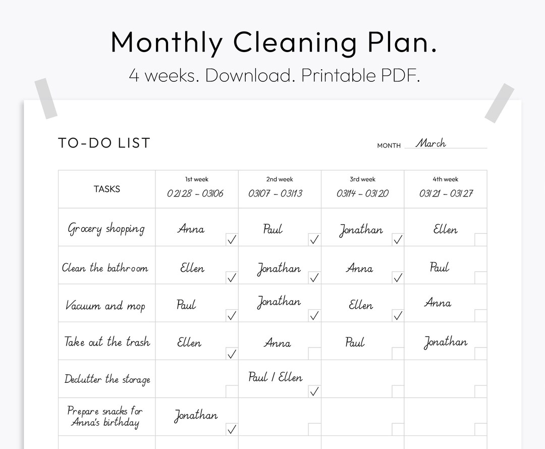 House Chore Plan, Monthly Cleaning Schedule, Shared Home, Families, To ...