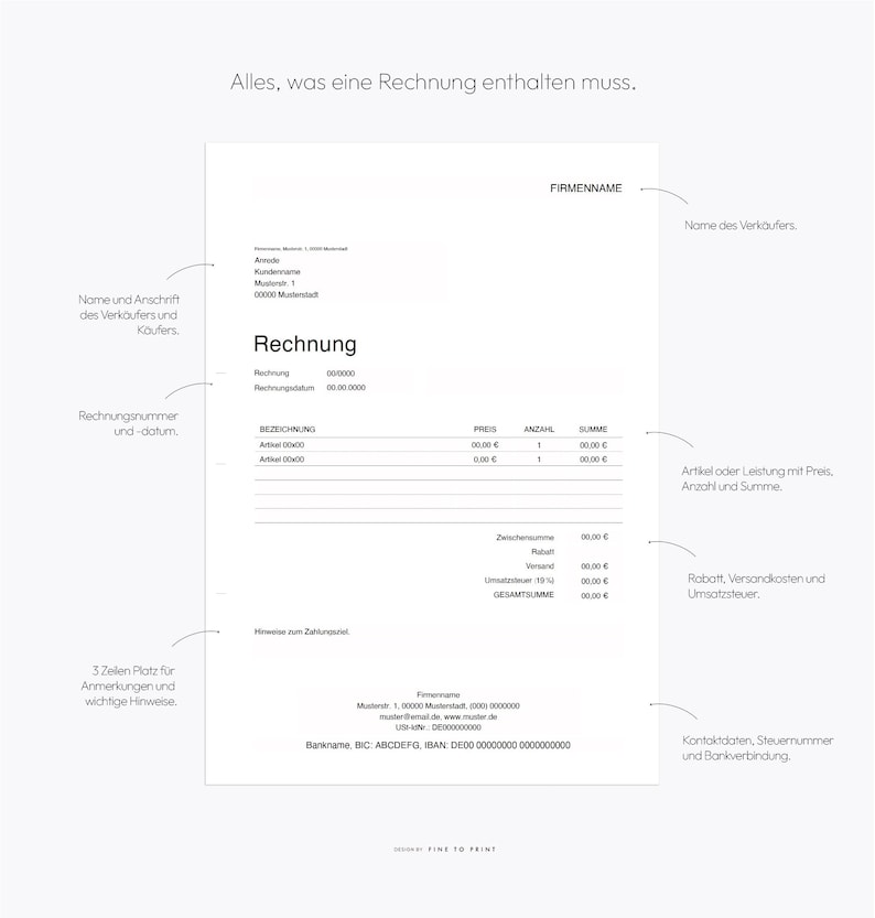Rechnungsvorlage, Rechnung Vorlage, PDF zum Download, einfache Rechnung ...